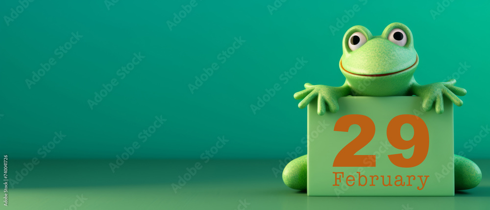 Happy Leap Day 29 February 2024, greeting card illustration with text ...