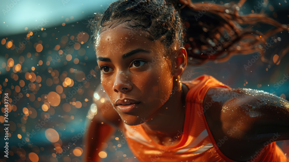Track and field athletes run around the stadium at the Olympic ...