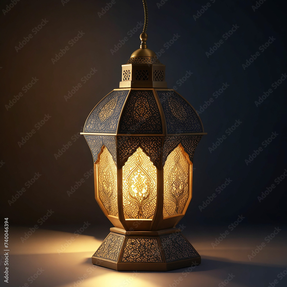 Ramadan Realistic Lamp Light HD quality on dark nevi blue background ...