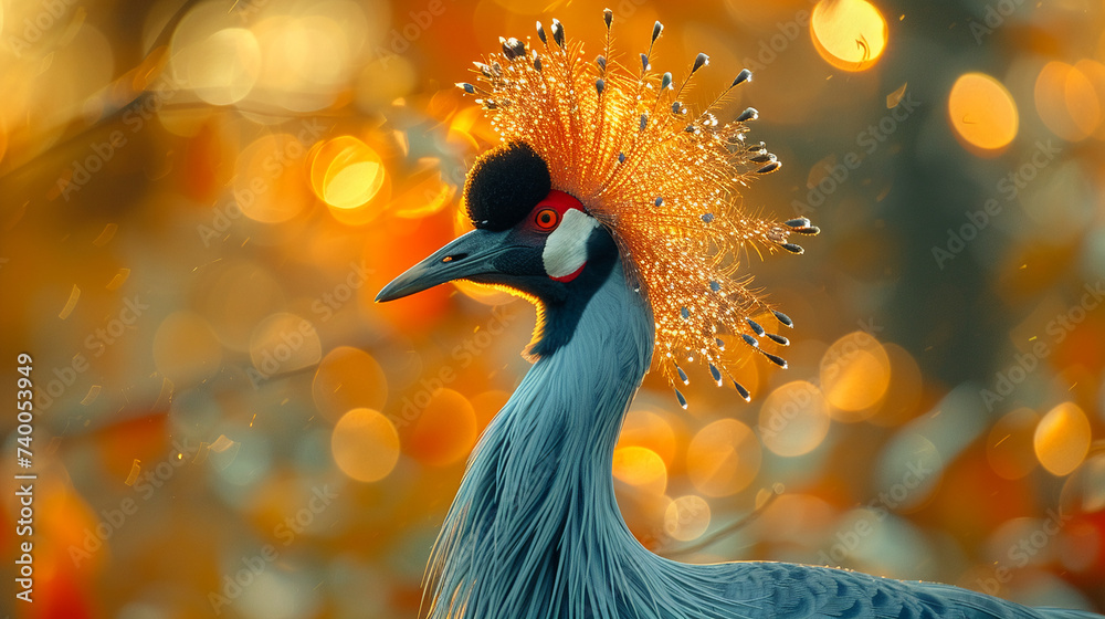 close up wildlife photography, authentic photo of a crowned crane in ...