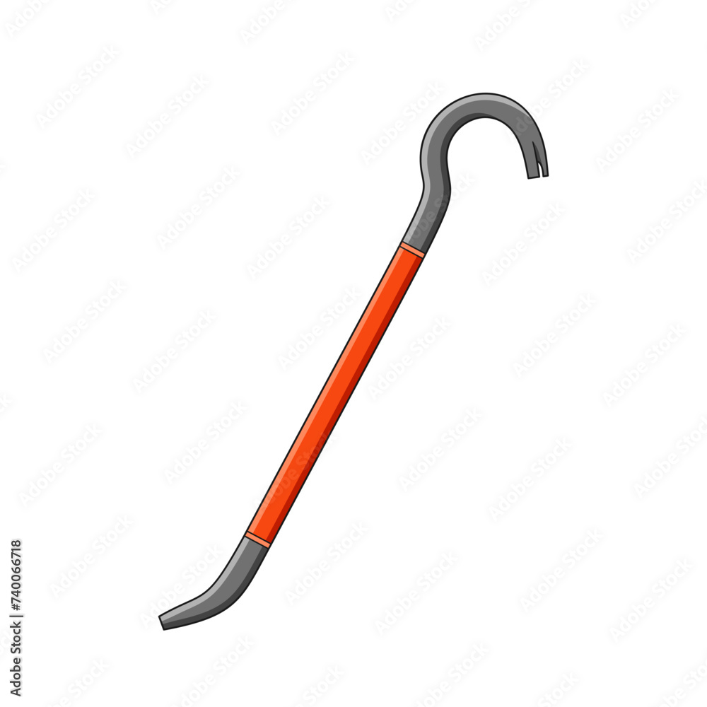 Crowbar Isolated Vector Versatile Hand Tool With A Flat, Metal Shaft ...