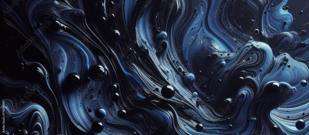 Textura de fondo Marvel azul negro, efecto líquido brillante, papel ...