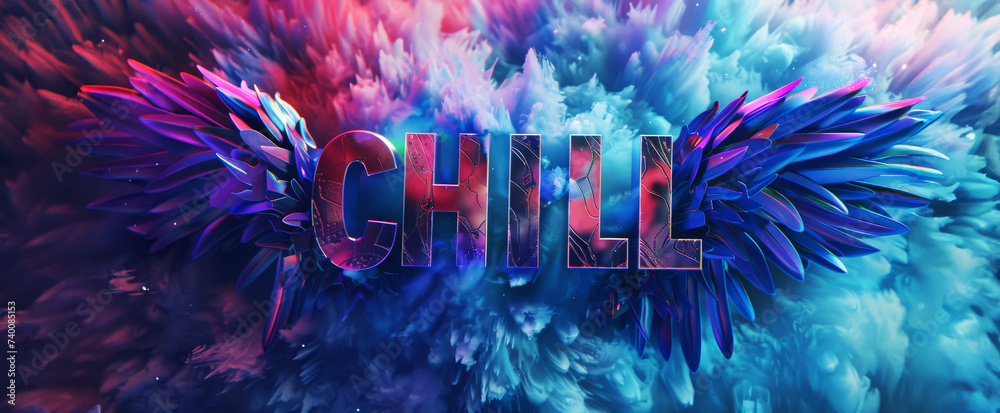 Inscriptions of the word "chill" on abstract background. Template for a ...