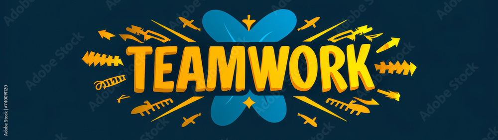Graphic design with the word 'TEAMWORK' in bold letters on a black ...