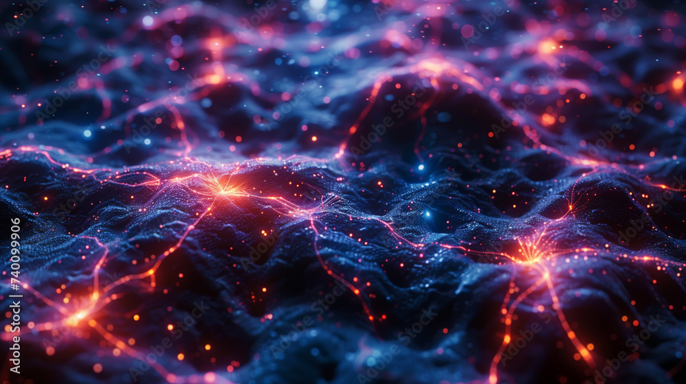 Brain synapses neural network, cells of connective brain tissue ...