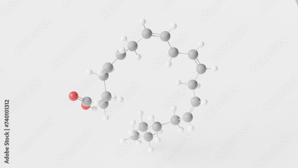 arachidonic acid molecule 3d, molecular structure, ball and stick model ...