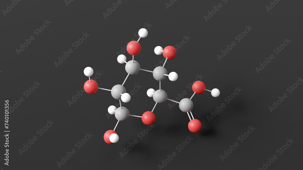 glucuronic acid molecular structure, uronic acid, ball and stick 3d ...