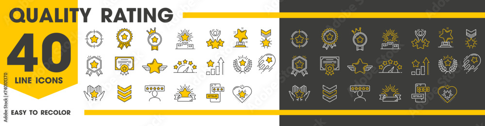 Quality rating icons of rank, reward or grade stars with winner ...