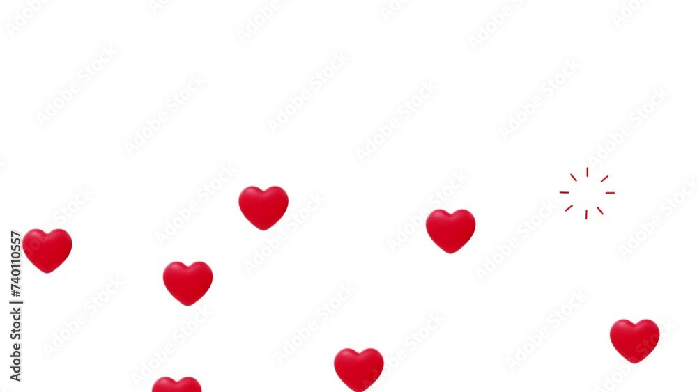Looping animation of red heart seamless pattern in white background ...