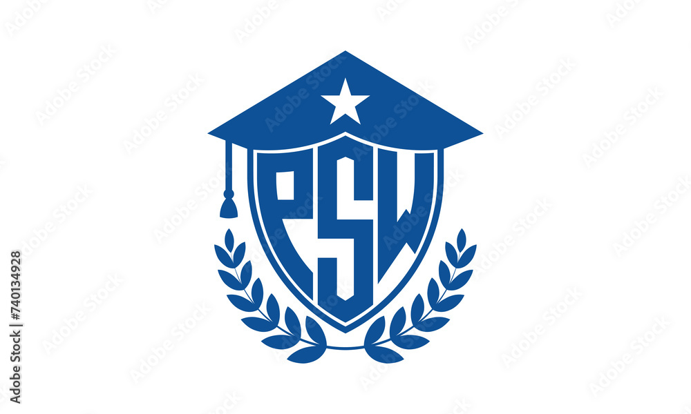 PSW three letter iconic academic logo design vector template. monogram ...