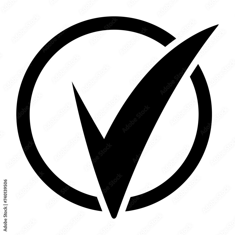 Check mark icon. Circle tick approved modern symbol. Vector illustration isolated on white ...