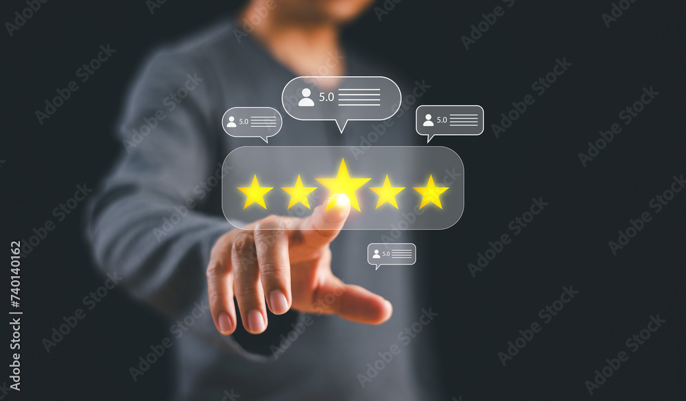 Customer satisfaction survey feedback concept. 5-star rate satisfaction ...