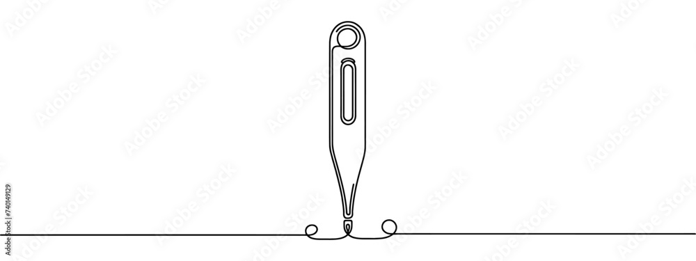 Continuous single one line drawing of various types of thermometers ...