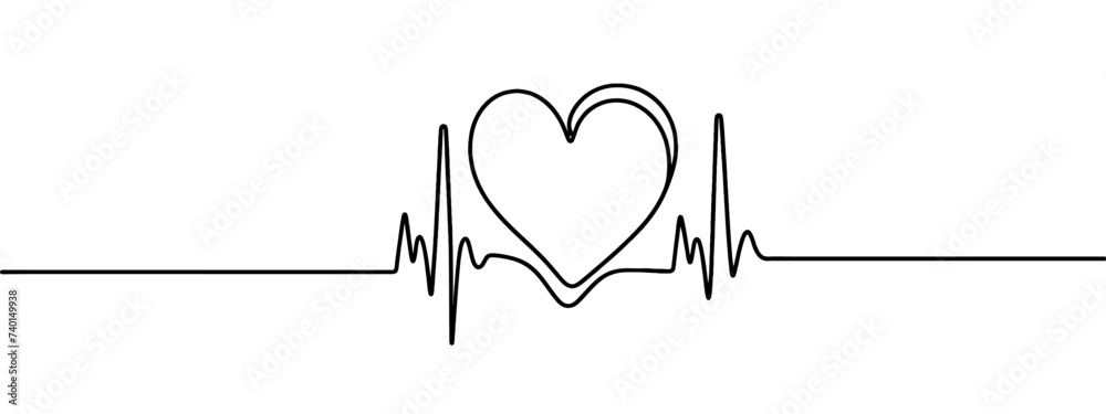 Single continuous line art anatomical human heart silhouette. Healthy ...