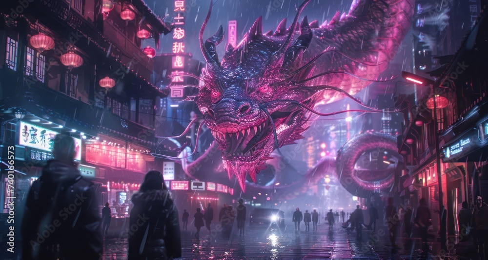 Cyberpunk city where ancient world ruins meet high tech underworld ...
