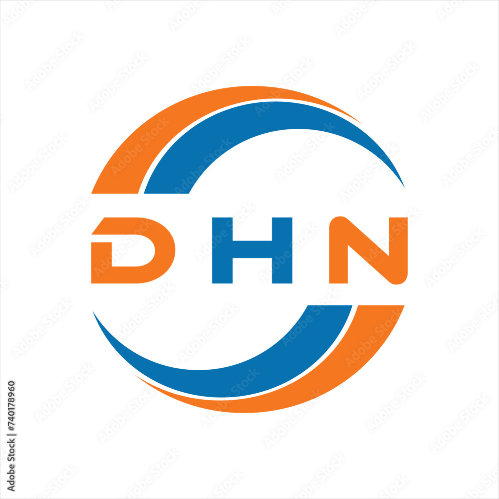 DHN letter design. DHN letter technology logo design on white ...