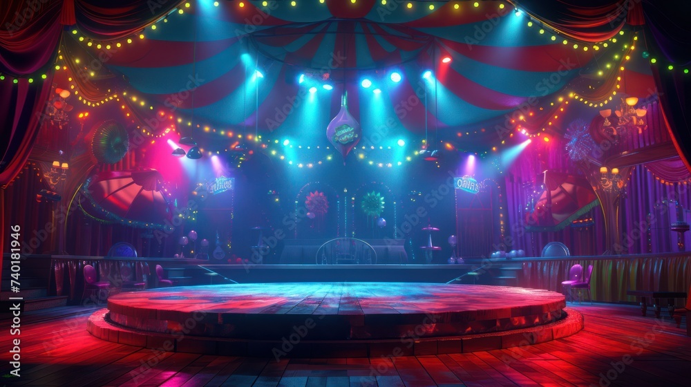 circus stage background, promotional materials and event announcements ...
