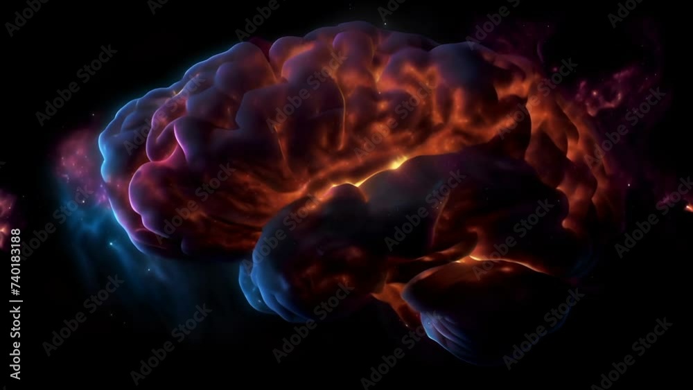 cosmic brain with vibrant nebula and stars, neural networks and ...