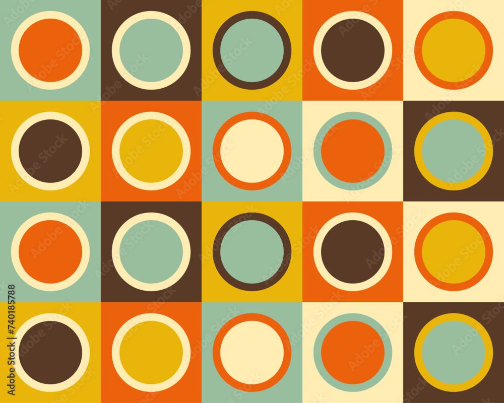 Seamless circles groovy 70s style pattern, Seamless vector for print or ...