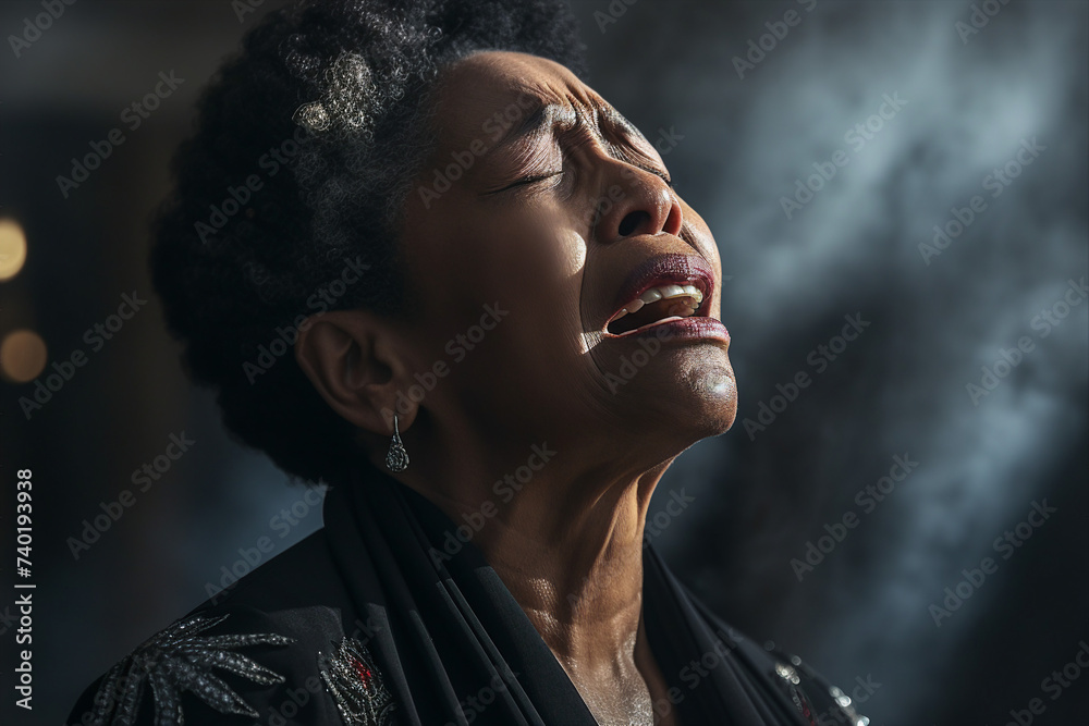 Generative ai image funeral scenes of sad crying woman grief death ...