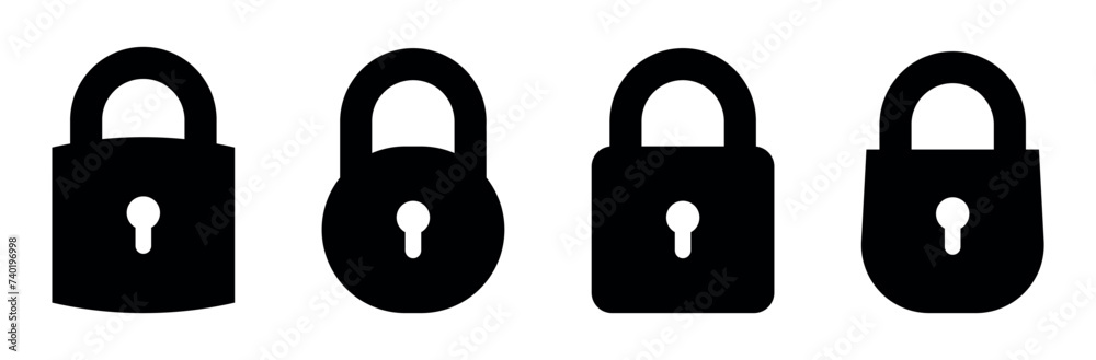 Locks icons set. Security symbol. Lock Unlock. Lock open and lock ...