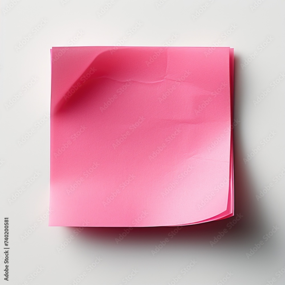 The image captures a pink post-it note adhered to a white surface, with ...