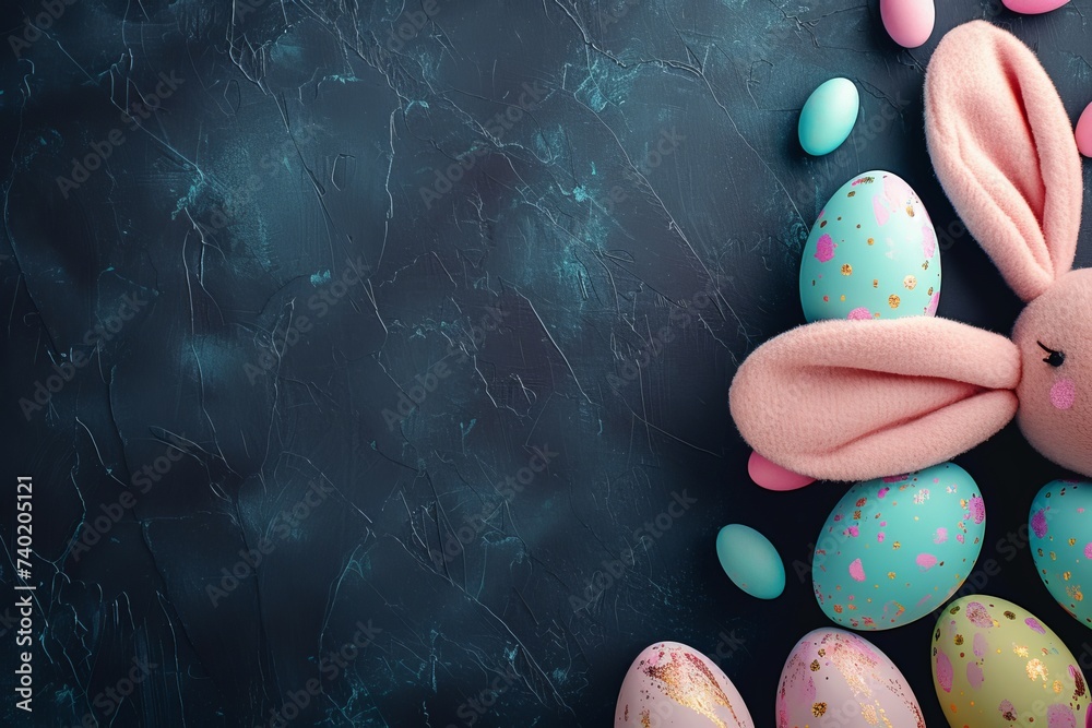 Happy Easter Eggs content space. Bunny hopping in flower nephews ...