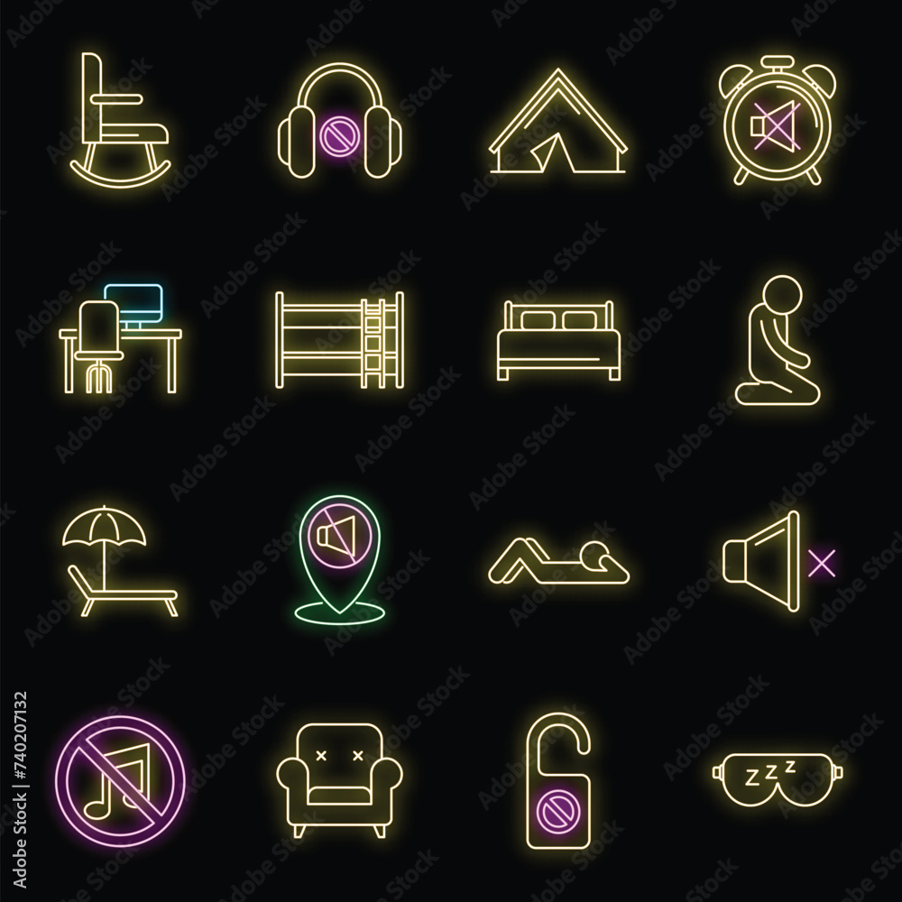 Summer quiet spaces icons set. Outline set of summer quiet spaces ...