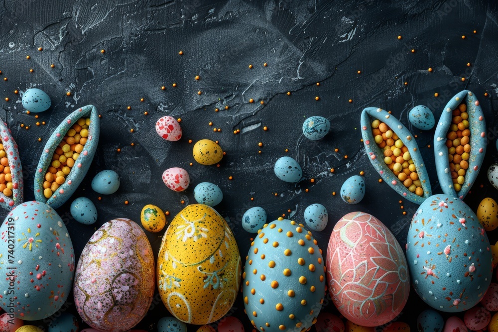 Happy Easter Eggs hop environmental impact. Bunny hopping in flower ...