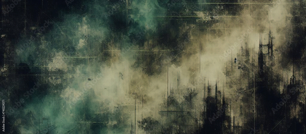Matte green texture or grunge background with stains, waves and grain ...