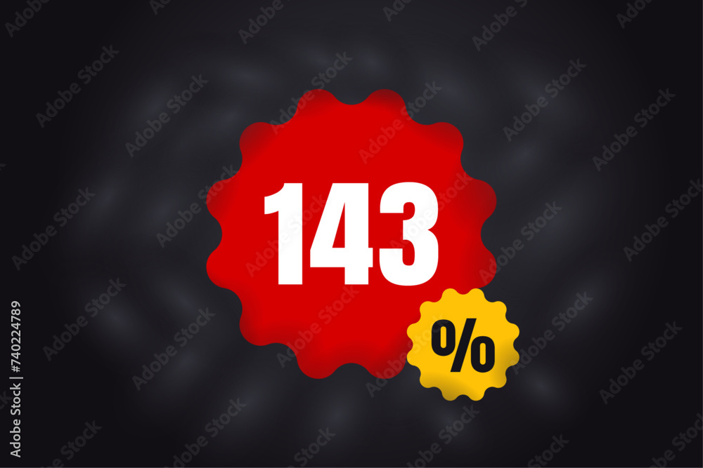 143% Discount Banner. 143 Percent Sales Promotional Design. Black ...
