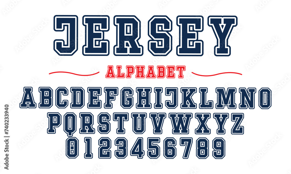 Editable typeface vector. Jersey sport font in american style for ...