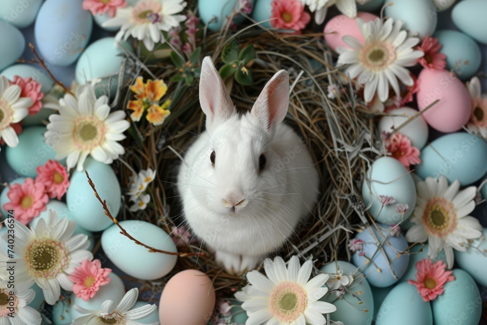 Happy Easter Eggs Orange Blaze. Bunny hopping in flower wallpaper ...