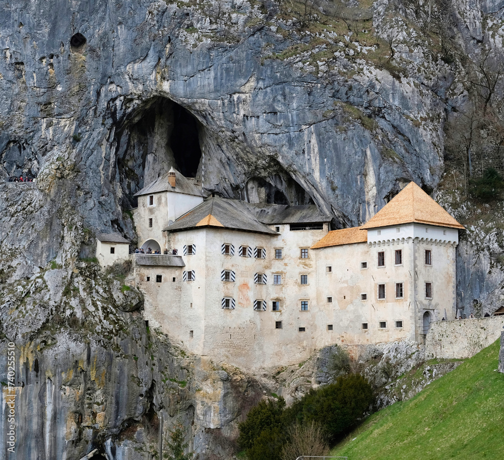 Predjama, Slovenia. The Predjamski Grad or Predjama Castle, a ...