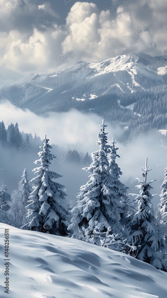 foreground mountain range foggy sky panoramic view zoomed out bar ...