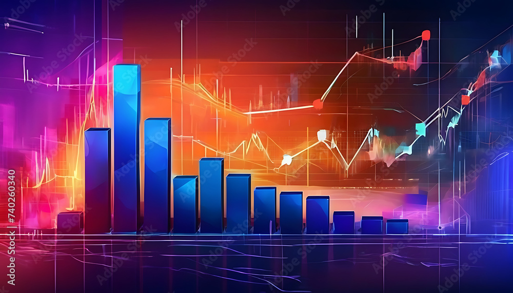 Column financial stock analysis chart graph on technology abstract ...