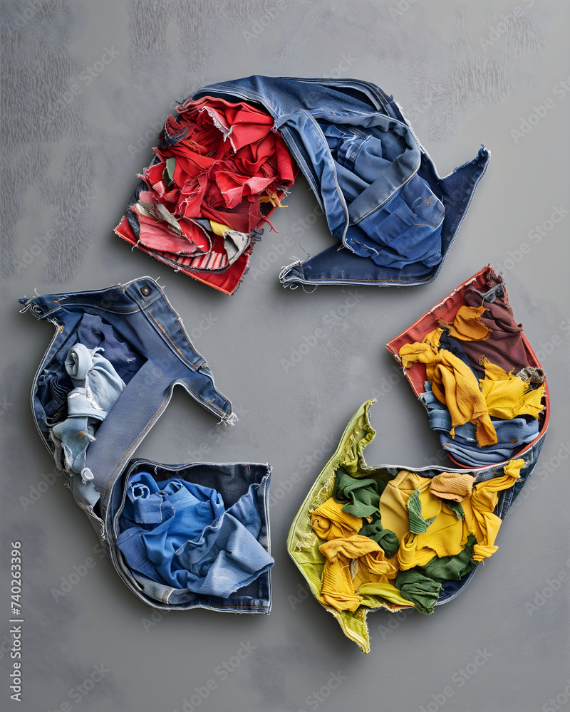 Reuse symbol from old clothes on a greay background. Concept template ...