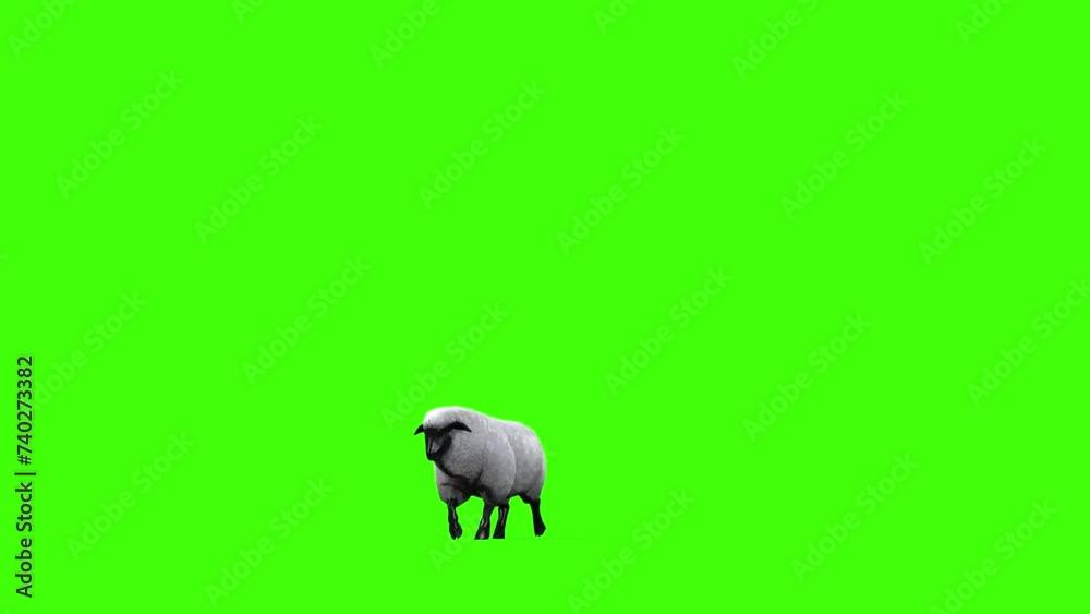 3d sheep walking on the green screen with a front view, Valais ...
