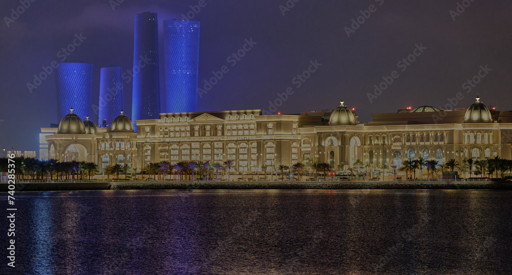 Place Vendome Mall in Lusail city, Qatar exterior view at night showing ...