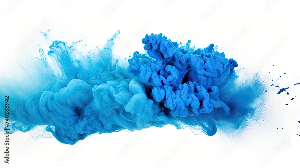 Dynamic Blue Powder Explosion Dissolving in Water creating Abstract ...