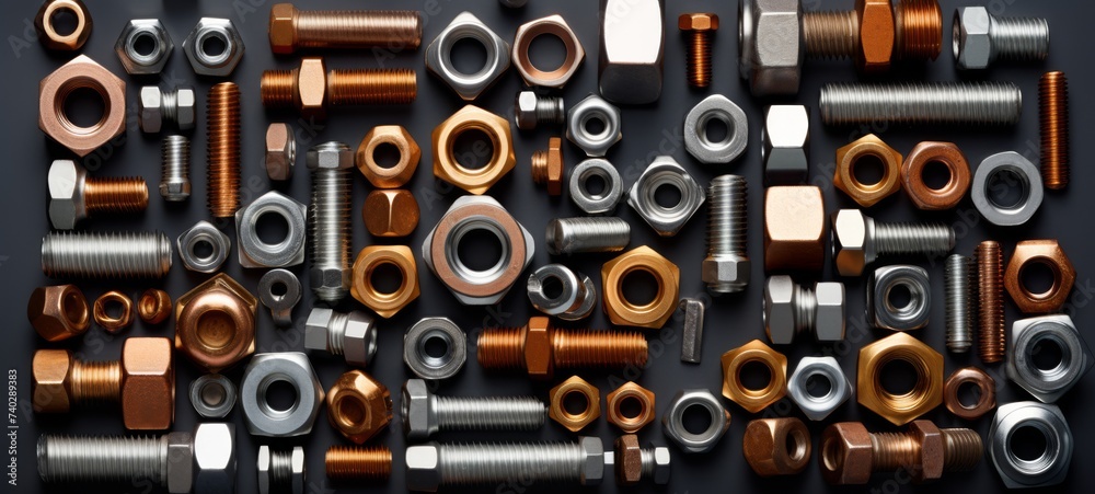 Industrial Nuts and bolts flat design pattern background. Nuts and ...
