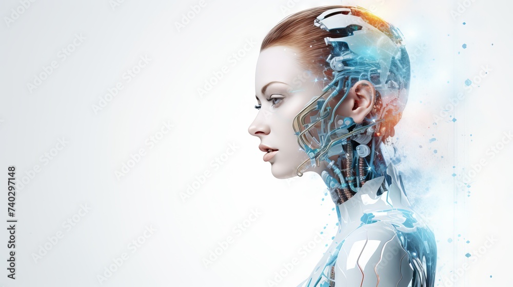 Female android with cybernetic enhancements. Concept of futuristic ...