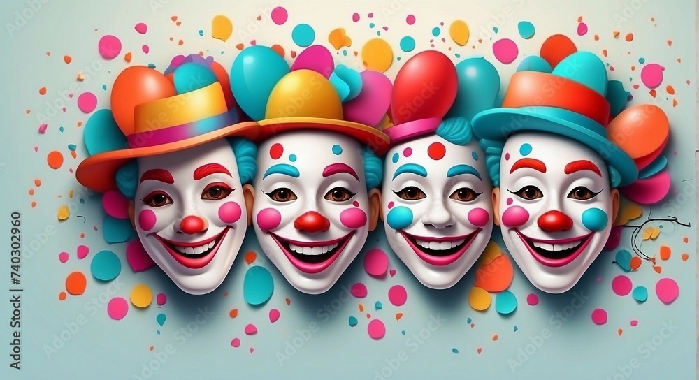 April fools day. April 1st. Fools. Mask of laughter and smiles. Joy and ...