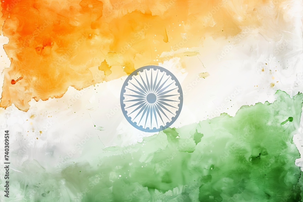 Watercolor Indian flag background design india, in the style of light ...