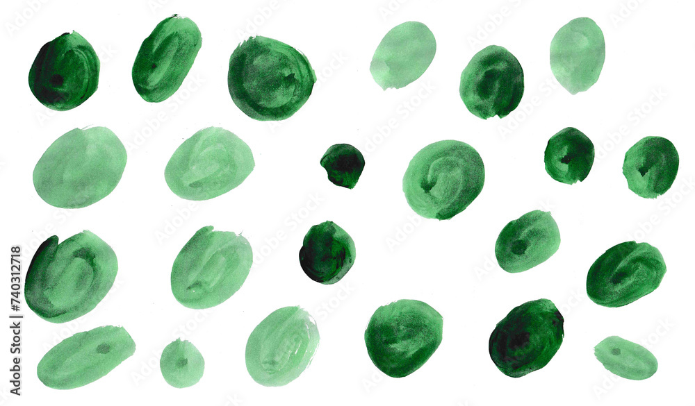 Hand painting paint stains set. Circles, rustic brush strokes, light ...