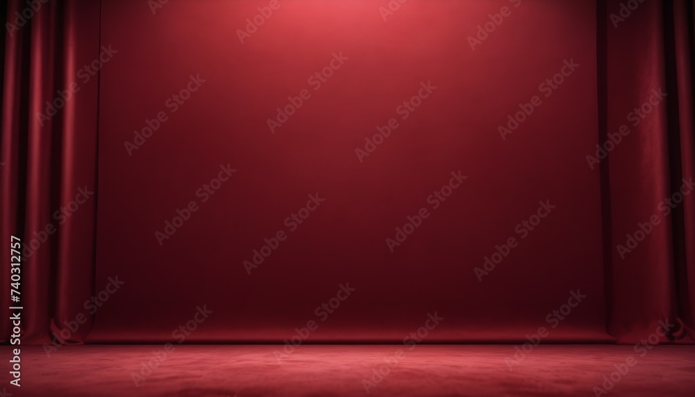 Scarlet red velvet stage set background with curtains Stock ...