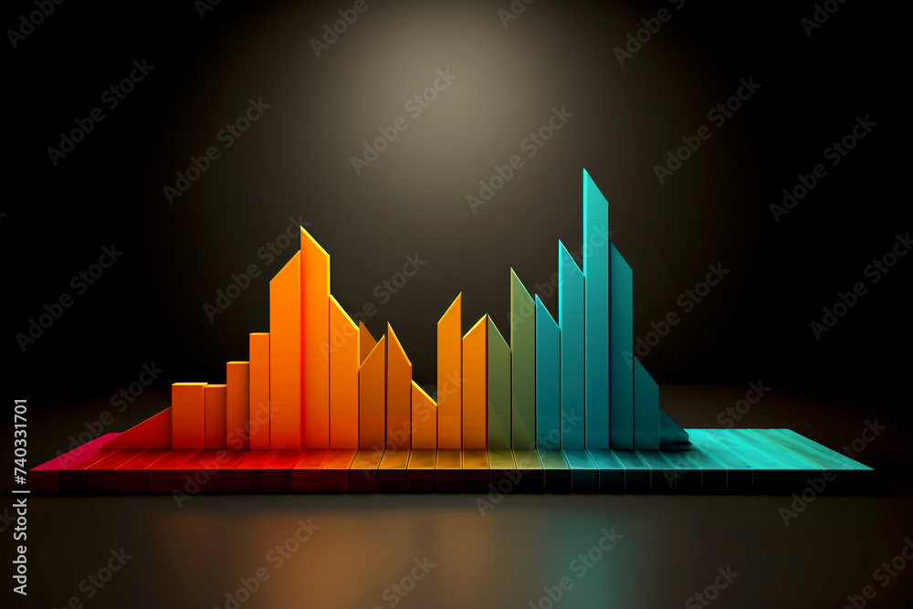 Flat chart, graph. Simply color editable. Orange and blue infographics ...