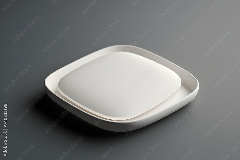 White rounded-square coaster on isolated background, 3D render ...