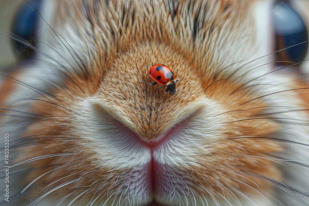 rabbits nose with a red ladybug , creating a magical and enchanting ...