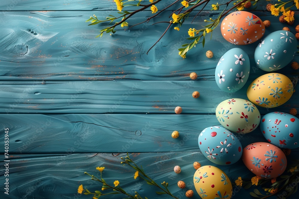 Happy Easter Eggs Basket Literary zone. Bunny hopping in flower ...